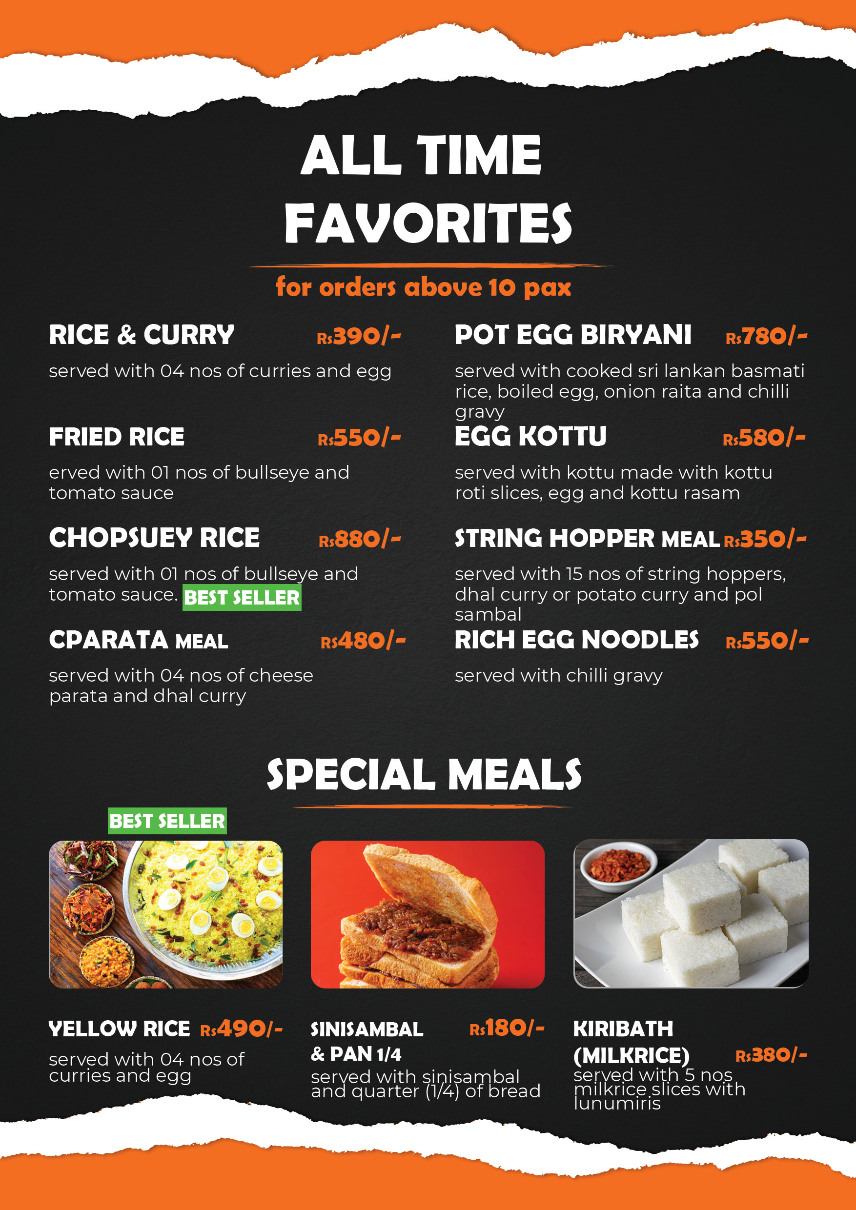 Food and Beverages Menu – Bulk Order – Athyantha Resort Anuradhapura ...